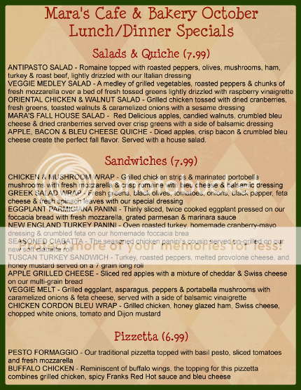 Mara's Cafe & Bakery October Newsletter
